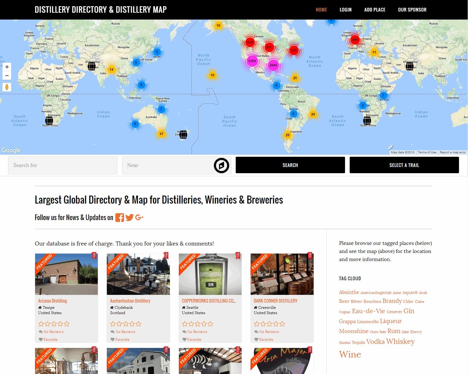 Largest Global Directory & Map for Distilleries, Wineries & Breweries